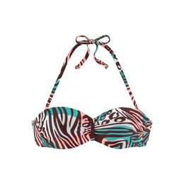 Venice Beach Damen B&uuml;gel-Bandeau-Bikini-Top &raquo;Maia&laquo; mit trendigem Tierdruck gr&uuml;n 34, Cup B