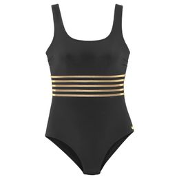 Lascana Damen Lascana Badeanzug &raquo;Elodie&laquo; mit trendigem Materialeinsatz gold 38, Cup D