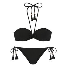 ELBSAND Damen Bandeau-Bikini mit V-B&uuml;gel schwarz 36, Cup C/D