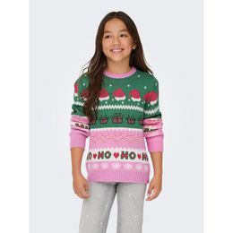 KIDS Only Weihnachtspullover »KOGHOHO XMAS LS PULLOVER KNT« Fuchsia Pink Pattern:W. Green Jacket/CD/Salsa/Black 122/128 122/128 Weihnachtlicher...