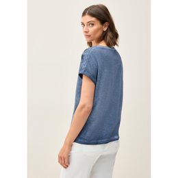 Cecil Damen T-Shirt mit Knopfdetails an der Schulter blau XS (36)