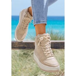 ELBSAND Damen Sneaker mit kuscheligem Warmfutter, Freizeitschuh, Halbschuh, High Top Sneaker beige 38