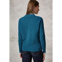 Cecil Damen Stehkragenpullover in melierter Optik aus softem Rippstrick blau XL (44)