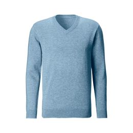H.I.S. H.I.S Herren Strickpullover mit V-Ausschnitt, Pullover aus Feinstrick, Baumwollmischung blau S (44/46)