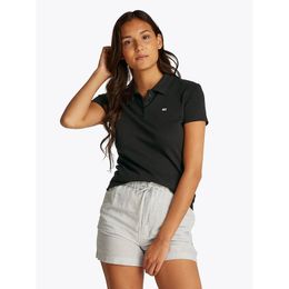 Tommy Jeans Poloshirt »TJW SLIM ESSENTIAL POLO SS« mit Logostickerei Black S (36) S (36) Damen-Poloshirt von Tommy Jeans