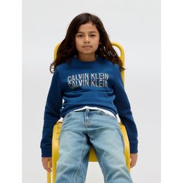Calvin Klein Jeans Jungen Sweatshirt &raquo;TERRY SEASONAL LOGO CN&laquo;, f&uuml;r Kinder bis 16 Jahre, Fotodruck blau 16 (176)
