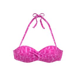 ELBSAND Damen B&uuml;gel-Bandeau-Bikini-Top &raquo;Letra&laquo; mit tollem Wording pink 34, Cup B