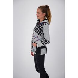 Ankerglut Damen ankerglut Fleecejacke &raquo;Patchwork NUNAVUT LIGHT GRAY & NEW FLOWER POWER&laquo; grau 36/38 (M)