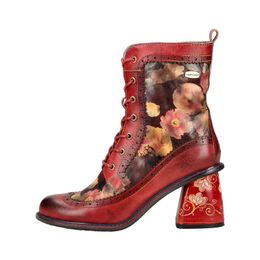Laura Vita Damen Laura Vita Schn&uuml;rstiefelette &raquo;Laura Vita Stiefelette Leder/Textil&laquo; rot 36
