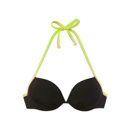 Buffalo Damen Push-Up-Bikini-Top &raquo;Pop&laquo; Mit kontrastfarbigen Tr&auml;gern schwarz 38, Cup B