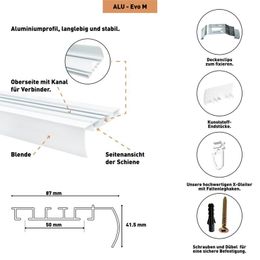SN DECO GROUP Gardinenschiene &raquo;Objektschiene EVO-M 2-l&auml;ufig mit integrierter Blende&laquo; 2 l&auml;ufig-l&auml;ufig Fixma&szlig; wei&szlig; Aluminium