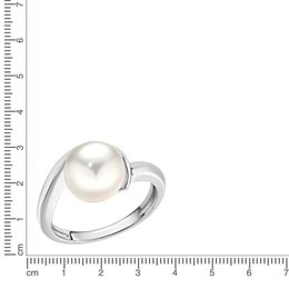 ZEEme Damen Fingerring &raquo;Silber 925 rhodiniert mit einer wei&szlig;en Perle 9,5-10mm&laquo; wei&szlig;