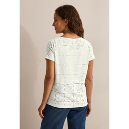 Cecil Damen T-Shirt mit Lochmuster wei&szlig; S (38)