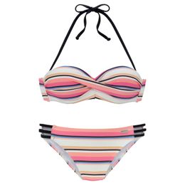 Venice Beach Damen B&uuml;gel-Bandeau-Bikini mit strukturierter Ware beige 34, Cup E