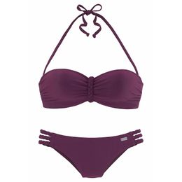 Buffalo Damen B&uuml;gel-Bandeau-Bikini trendiger Look, mit abnehmbaren Tr&auml;gern, mit geflochtenen Details rot 42, Cup E