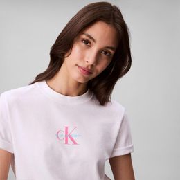 Calvin Klein Jeans Damen Kurzarmshirt &raquo;SS 20s CLASSIC LOGO TEE&laquo; Mit Glitzer-Logo wei&szlig; XXS (34)
