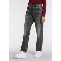 Herrlicher Damen 5-Pocket-Jeans &raquo;Brooke Denim Black&laquo; im Loose Fit, mit Abn&auml;hern grau 28, N-Gr