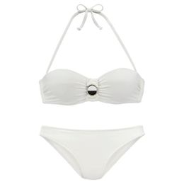 JETTE Damen JETTE B&uuml;gel-Bandeau-Bikini mit modischer Schnalle wei&szlig; 34, Cup A