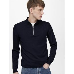 Only & Sons Only & Sons Herren ONLY & SONS Strickpullover &raquo;ONSWYLER LIFE REG 14 HALF ZIP KNIT NOOS&laquo; blau M