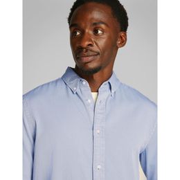 Calvin Klein Langarmhemd »GARMENT DYED TWILL SHIRT« mit Logostickerei Zen Blue L - N-Gr N-Gr L Klassisches Hemd von Calvin Klein
