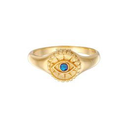 Elli Damen Fingerring &raquo;Siegelring Evil Eye Blue syn. Opal 925 Silber&laquo; gold