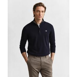 Gant Damen Troyer &raquo;CLASSIC COTTON HALF ZIP&laquo; mit gerippten Details blau S