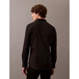 Calvin Klein Herren Langarmhemd &raquo;LONG SLEEVE SOLID STRETCH SLIM SHIRT&laquo; slim fit, in Unifarbe schwarz M, N-Gr
