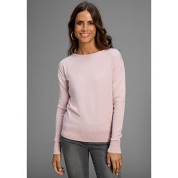 Laura Scott Damen Strickpullover softer Winterstrick mit Spitzendetial rosa 44