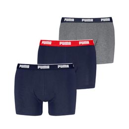 Puma Boxershorts »MEN EVERYDAY BASIC BOXERS 3P« 3er Pack, Komfortabler elastischer Logobund grey / blue L L Herren-Unterhosen von Puma