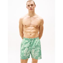 Tommy Hilfiger Swimwear Damen Badeshorts &raquo;MEDIUM DRAWSTRING PRINT&laquo; mit tropischem Muster, mit Logostickerei gr&uuml;n S (48), N-Gr