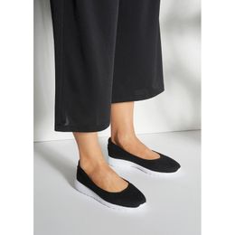 Lascana M&auml;dchen Lascana Ballerina &raquo;Freizeitschuh, Slipper, Halbschuh,&laquo; zum Reinschl&uuml;pfen, leichte Mesh-Optik VEGAN schwarz 39