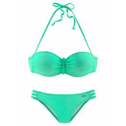 Buffalo Damen B&uuml;gel-Bandeau-Bikini trendiger Look, mit abnehmbaren Tr&auml;gern, mit geflochtenen Details gr&uuml;n 42, Cup B