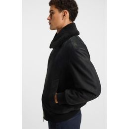BOSS Orange Herren BOSS Orange Bomberjacke &raquo;Jonier&laquo; Lammfellkragen, abnehmbarer schwarz 56 Trachtenmode