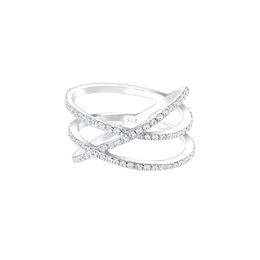 Elli Damen Fingerring &raquo;Verschlungen Kristalle 925 Silber&laquo; wei&szlig;