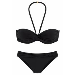 Lascana Damen Lascana B&uuml;gel-Bandeau-Bikini mit verschiedenen Tr&auml;gervarianten schwarz 34, Cup B