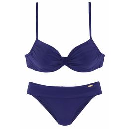 Lascana Damen Lascana B&uuml;gel-Bikini mit Raffungen am Cup blau 38, Cup F