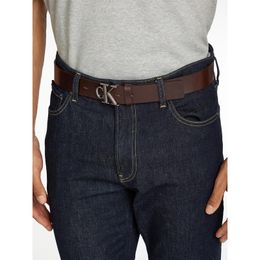 Calvin Klein Jeans Herren Lederg&uuml;rtel &raquo;ROUND MONO PLAQUE LTHR BELT 35MM&laquo; mit CK-Logoschlie&szlig;e braun