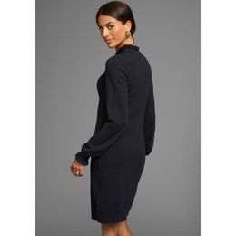 Laura Scott Damen Strickkleid Ohne Taschen aus Viskosemischung mit femininem R&uuml;schendetail schwarz 46, N-Gr