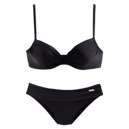 Lascana Damen Lascana B&uuml;gel-Bikini mit Raffungen am Cup schwarz 38, Cup C