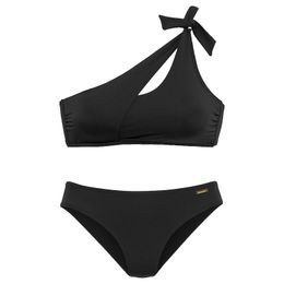 Bruno Banani Damen Bustier-Bikini mit asymmetrischem Schnitt schwarz 32, Cup A/B