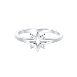 Elli Damen Fingerring &raquo;Stern Glas Kristalle Wei&szlig; 925 Sterling Silber&laquo; silber