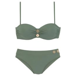 Vivance Damen B&uuml;gel-Bandeau-Bikini mit edlen Zierkn&ouml;pfen gr&uuml;n 42, Cup D