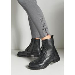 Lascana Damen Lascana Schn&uuml;rstiefelette, Ankle Boots, Leder, Schn&uuml;ren & Rei&szlig;verschluss schwarz 37