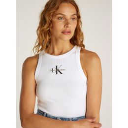 Calvin Klein Jeans Damen Tanktop &raquo;MONOLOGO RIB TANK TOP&laquo; mit Logostickerei wei&szlig; XXL (44)