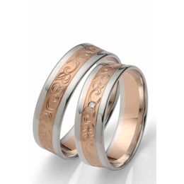 Firetti Unisex Trauring &raquo;Schmuck Geschenk Gold 375 Hochzeit Ehering "LIEBE" Ranke&laquo; Wahlweise mit oder ohne Brillant rosa