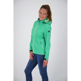 Lpo Damen LPO Softshelljacke &raquo;SHELBY PEAK II&laquo; leichte Softshelljacke mit All-Over-Print und abnehmbarer Kapuze gr&uuml;n 36/38 (M)