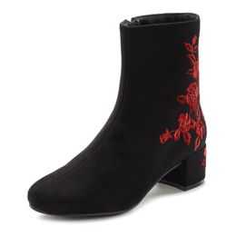 Lascana Damen Lascana Stiefelette mit floralem Muster, Stiefel, Boots VEGAN schwarz 35