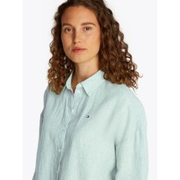 Tommy Hilfiger Damen 3/4-Arm-Shirt &raquo;ESS LINEN LOOSE 3-4 SLEEVE SHIRT&laquo; mit 3/4-&Auml;rmel, Logostickerei,k&uuml;hlendes Premium Leinen gr&uuml;n 36