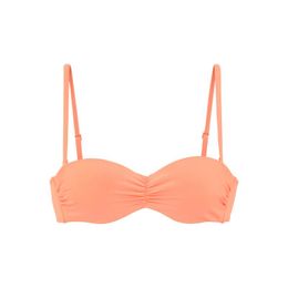Venice Beach Damen Bandeau-Bikini-Top &raquo;Lucky&laquo; aus gerippter Strukturware rot 32, Cup A