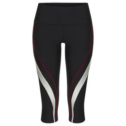 active by Lascana Lascana Active Damen LASCANA ACTIVE Caprihose mit seitlichem Kontrasteinsatz schwarz XS (32/34), N-Gr